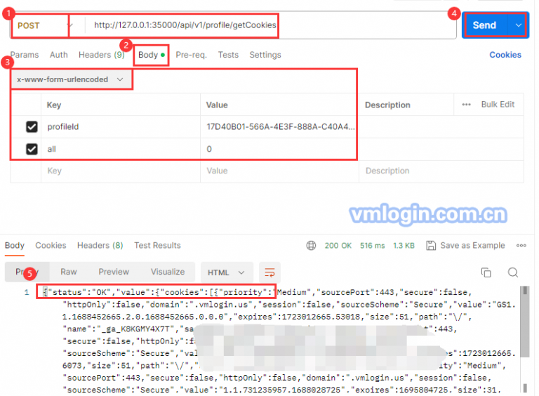 使用API接口在获取所有Cookie（Get ALL Cookie） - VMLogin帮助中心